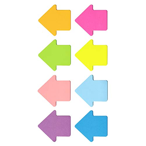 Arrow Shape Sticky Notes 8 Color Bright Colorful Sticky Pad 75 Sheets/Pad Self-Sticky Note Pads (8 Pads)