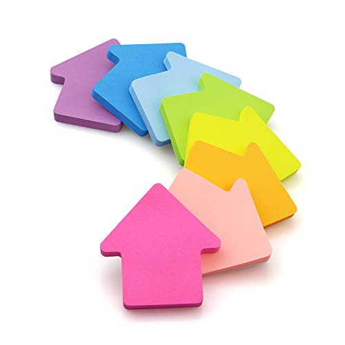 Arrow Shape Sticky Notes 8 Color Bright Colorful Sticky Pad 75 Sheets/Pad Self-Sticky Note Pads (8 Pads)