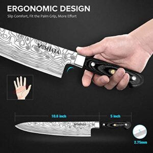 MOSFiATA Chef Knife 10 Inch Super Sharp Professional Kitchen Knife with Finger Guard in Gift Box, German High Carbon Stainless Steel EN.4116 Cooking Knife with Micarta Handle