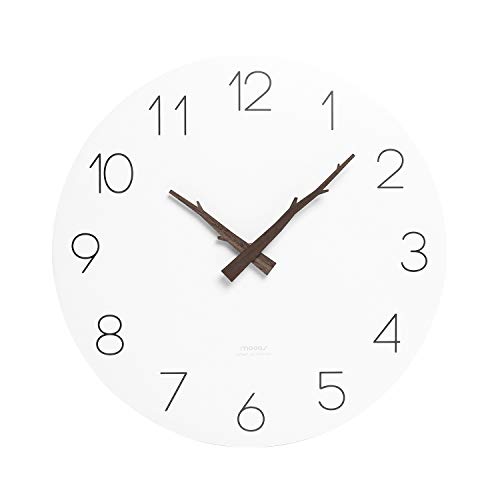 mooas Flatwood Twig Wall Clock, 12" Wood Wall Clock Non-Ticking Silent Decorative Wall Clock Battery Operated Wall Clock Indoor Clock Clock for Home Living Room Kitchen Bedroom Office School Hotel