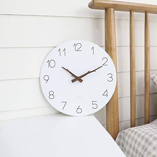 mooas Flatwood Twig Wall Clock, 12" Wood Wall Clock Non-Ticking Silent Decorative Wall Clock Battery Operated Wall Clock Indoor Clock Clock for Home Living Room Kitchen Bedroom Office School Hotel