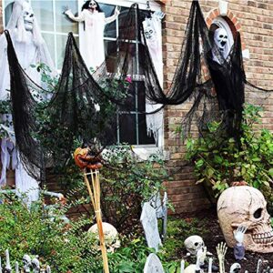 HAOYUNTE Halloween Creepy Cloth, Spooky Giant (40 x236 in.) Cheese Cloth Tapestry for Halloween Party Supplies Decorations Outdoor Yard Home Wall Decor, Black