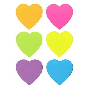 Heart Shape Sticky Notes 6 Color Bright Colorful Sticky Pad 75 Sheets/Pad Self-Sticky Note Pads