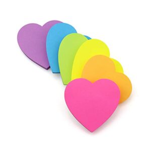 Heart Shape Sticky Notes 6 Color Bright Colorful Sticky Pad 75 Sheets/Pad Self-Sticky Note Pads