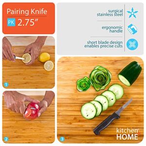 Kitchen + Home Paring Knife – 2.5” Ultra Sharp Surgical Stainless Steel Paring Knives – 3 Pack