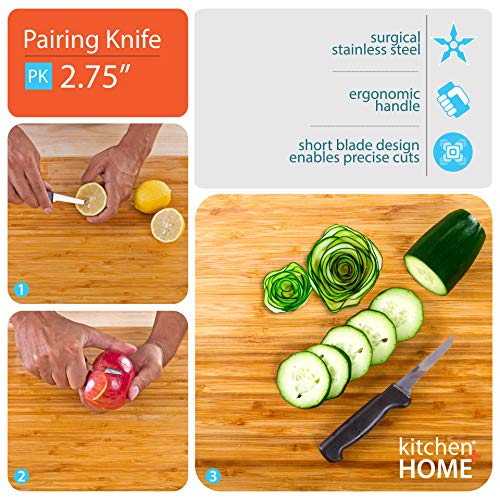 Kitchen + Home Paring Knife – 2.5” Ultra Sharp Surgical Stainless Steel Paring Knives – 3 Pack