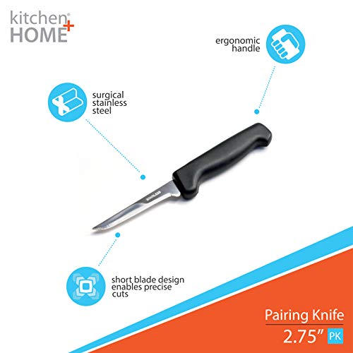 Kitchen + Home Paring Knife – 2.5” Ultra Sharp Surgical Stainless Steel Paring Knives – 3 Pack