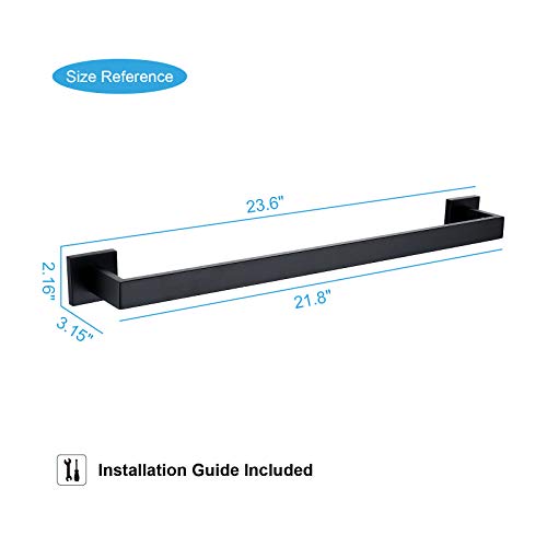 TASTOS 23.6 Inch Black Single Towel Bar Rack, SUS 304 Stainless Steel Bathroom Towel Bar Heavy Duty Towel Holder Kitchen Towel Rod, Wall Mount with Screws Towel Bar Rod Matte Black Finish