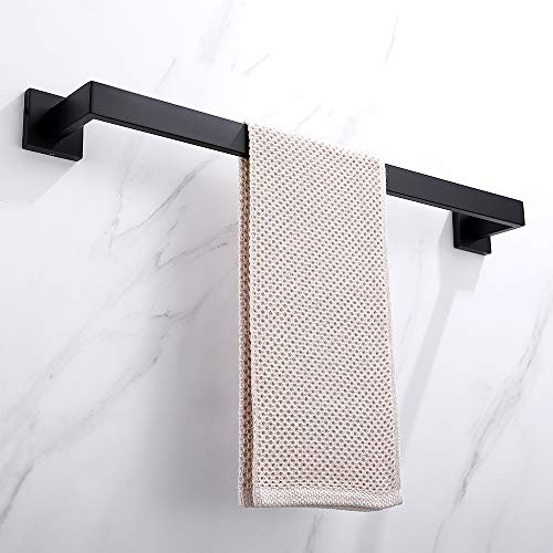 TASTOS 23.6 Inch Black Single Towel Bar Rack, SUS 304 Stainless Steel Bathroom Towel Bar Heavy Duty Towel Holder Kitchen Towel Rod, Wall Mount with Screws Towel Bar Rod Matte Black Finish