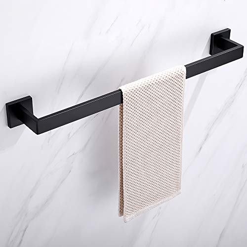 TASTOS 23.6 Inch Black Single Towel Bar Rack, SUS 304 Stainless Steel Bathroom Towel Bar Heavy Duty Towel Holder Kitchen Towel Rod, Wall Mount with Screws Towel Bar Rod Matte Black Finish