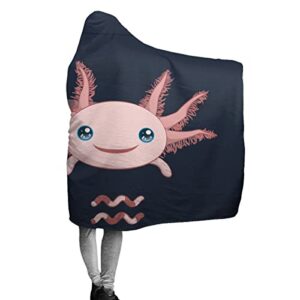 ARTIEMASTER Axolotl Hooded Blanket Soft and Lightweight Flannel Throw Suitable for Use in Bed, Living Room and Travel 80"x60" for Audlt