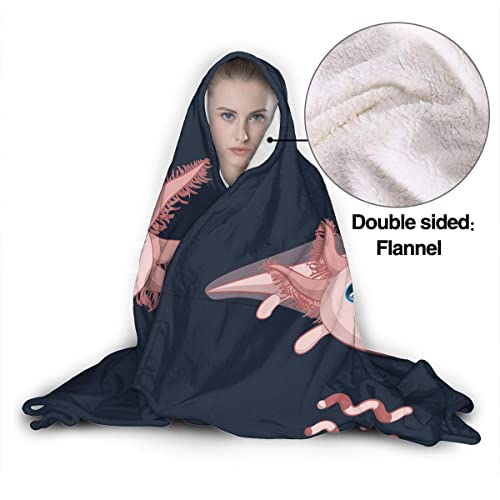 ARTIEMASTER Axolotl Hooded Blanket Soft and Lightweight Flannel Throw Suitable for Use in Bed, Living Room and Travel 80"x60" for Audlt