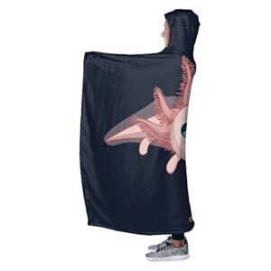 ARTIEMASTER Axolotl Hooded Blanket Soft and Lightweight Flannel Throw Suitable for Use in Bed, Living Room and Travel 80"x60" for Audlt