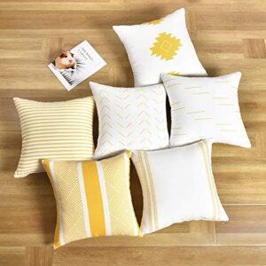 Yastouay Decorative Pillow Covers Set of 6 Modern Pillow Covers Geometric Pillow Covers Simple Strings Pillow Cases Home Decor Cushion Covers for Couch Sofa Bedroom Car (Yellow, 18 x 18 Inch)