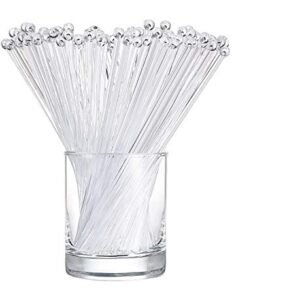 Ball Head Stirrer Disposible Plastic Round Top Crystal Swizzle Sticks ，Crystal Cake Pops, Cocktail Coffee Drink Stirrers 100 Pieces (Clear)