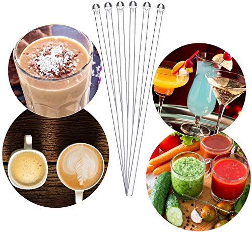 Ball Head Stirrer Disposible Plastic Round Top Crystal Swizzle Sticks ，Crystal Cake Pops, Cocktail Coffee Drink Stirrers 100 Pieces (Clear)