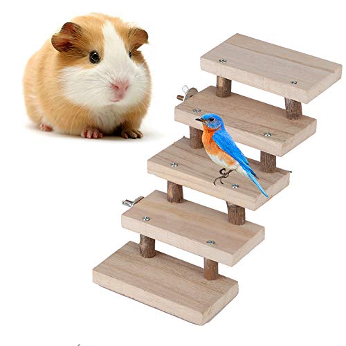 5 Layers Pet Hamster Wooden Climbing Ladder Cage Wood Ladder Natural Wood Hamster Ladder Toy Climbing Stairs Pet Toys Gift Cage Accessories