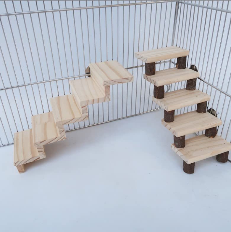 5 Layers Pet Hamster Wooden Climbing Ladder Cage Wood Ladder Natural Wood Hamster Ladder Toy Climbing Stairs Pet Toys Gift Cage Accessories