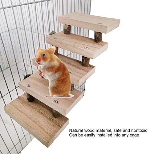 5 Layers Pet Hamster Wooden Climbing Ladder Cage Wood Ladder Natural Wood Hamster Ladder Toy Climbing Stairs Pet Toys Gift Cage Accessories