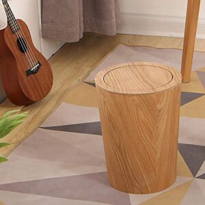 Wood Trash Can with Swing Lid,Round Kitchen Garbage Can,Japanese Small Waste Bin Wastebasket for Office Bathroom Livingroom B 19x19x30cm(7x7x12inch)