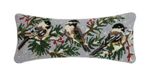 peking handicraft 31sjm9779c20ob chickadee trio holiday hook pillow, 20-inch long