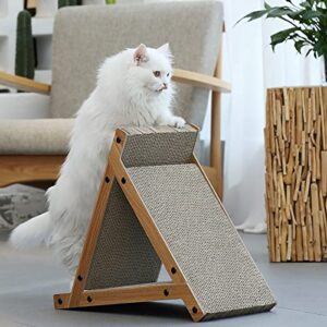 FUKUMARU 3 Sided Vertical Cat Scratching Post, Triangle Cat‘s Scratch Tunnels Toy, Scratcher Ramp for Kitten Play Exercise