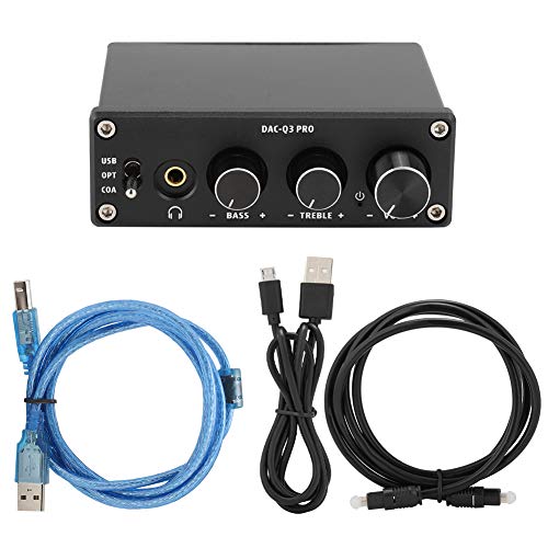 Fiber/Coax + PC-USB Input DAC Decoder, with Headphone Amplifier Audio Decoding Support for 3.5mm Headphone(Black)