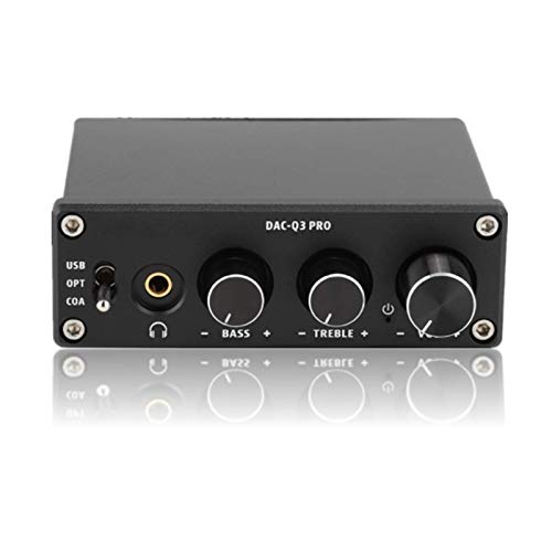 Fiber/Coax + PC-USB Input DAC Decoder, with Headphone Amplifier Audio Decoding Support for 3.5mm Headphone(Black)