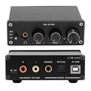 Fiber/Coax + PC-USB Input DAC Decoder, with Headphone Amplifier Audio Decoding Support for 3.5mm Headphone(Black)