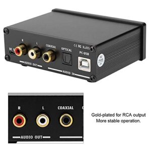 Fiber/Coax + PC-USB Input DAC Decoder, with Headphone Amplifier Audio Decoding Support for 3.5mm Headphone(Black)