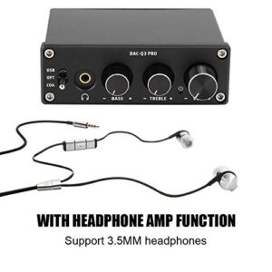 Fiber/Coax + PC-USB Input DAC Decoder, with Headphone Amplifier Audio Decoding Support for 3.5mm Headphone(Black)