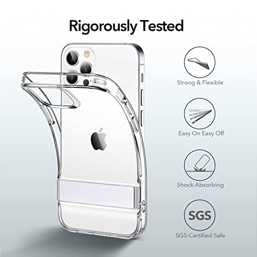 ESR Metal Kickstand Case Compatible with iPhone 12 Case/Compatible with iPhone 12 Pro Case (2020) [Patented Design] [Two-Way Stand] [Reinforced Drop Protection] Flexible TPU Soft Back, 6.1" - Clear