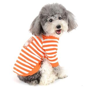 zunea dog shirts for small dogs girl boy summer puppy vest clothes soft cotton striped sun protection tee shirt short sleeve pet dog chihuahua apparel cat clothing orange xl