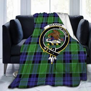 jun2k ultra-soft micro fleece blanket,graham tartan clan badge throw blanket sheet 80"x60"