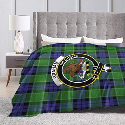 Jun2K Ultra-Soft Micro Fleece Blanket,Graham Tartan Clan Badge Throw Blanket Sheet 80"x60"