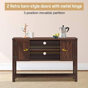 Tangkula Console Table Buffet Table, Modern Sideboard with Storage Cabinets and Bottom Shelf, Contemporary Tall Buffet Storage Cabinet, Kitchen Dining Room Furniture (Brown)