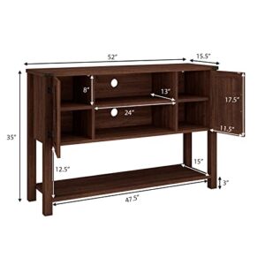 Tangkula Console Table Buffet Table, Modern Sideboard with Storage Cabinets and Bottom Shelf, Contemporary Tall Buffet Storage Cabinet, Kitchen Dining Room Furniture (Brown)