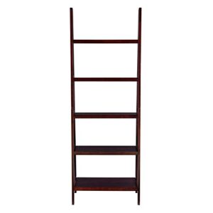 Linon Archdale Wood Ladder Bookshelf in Espresso