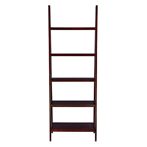 Linon Archdale Wood Ladder Bookshelf in Espresso