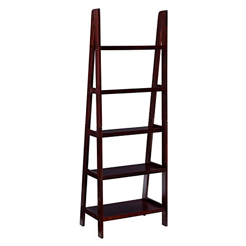 Linon Archdale Wood Ladder Bookshelf in Espresso