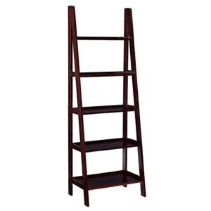 linon archdale wood ladder bookshelf in espresso