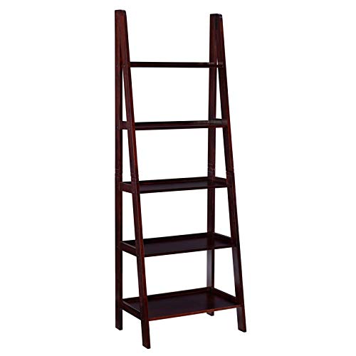 Linon Archdale Wood Ladder Bookshelf in Espresso