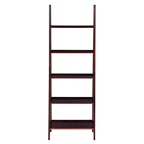 Linon Archdale Wood Ladder Bookshelf in Espresso