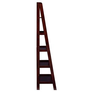 Linon Archdale Wood Ladder Bookshelf in Espresso