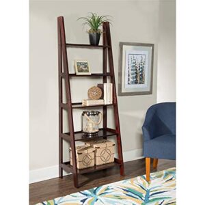 Linon Archdale Wood Ladder Bookshelf in Espresso