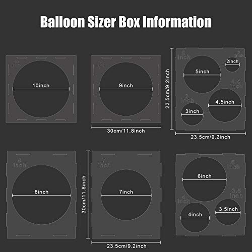 11 Holes Collapsible Plastic Balloon Sizer Cube Box Balloon Measurement Tool for for Birthday Wedding Party Balloon Decorations, 2-10 Inch (1 Piece)