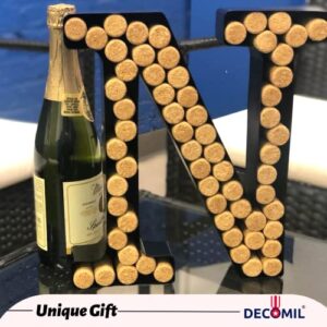 Decomil Wine Cork Holder (A-Z) (Letter N) | Decorative Wine Letters Cork Holder (N) | Wall Art Cork Holder Decor (N)