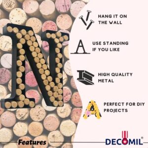 Decomil Wine Cork Holder (A-Z) (Letter N) | Decorative Wine Letters Cork Holder (N) | Wall Art Cork Holder Decor (N)