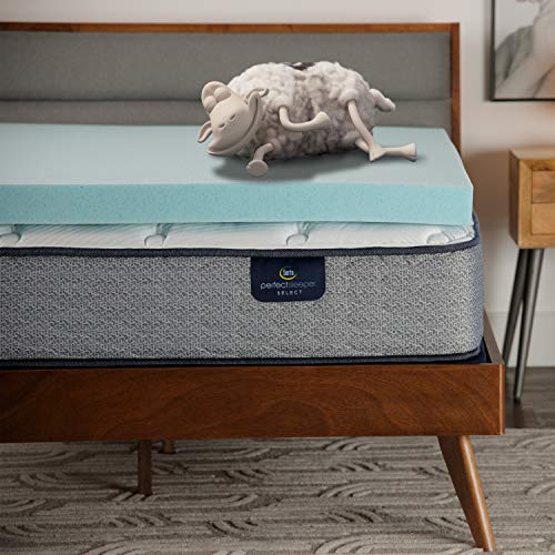 Serta ThermaGel Memory Foam Mattress Topper, Full, Blue