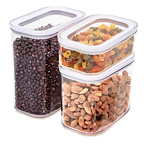 Glad Food Storage Containers Airtight with Lids | Stackable Canisters for Cereal, Pasta, Baking Supplies | Kitchen Pantry Organization | Assorted Sizes, Set of 3, Clear